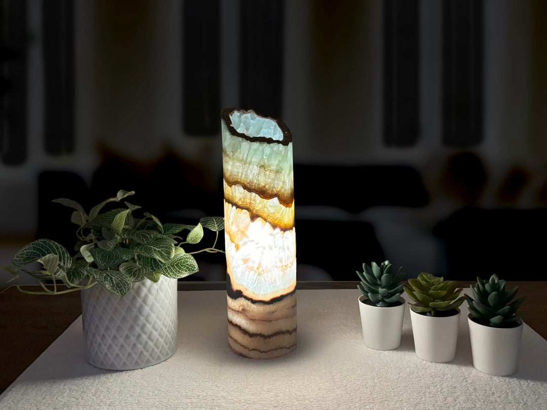 Oasis Onyx Book Lamp - Elegant Handcrafted Stone Lighting